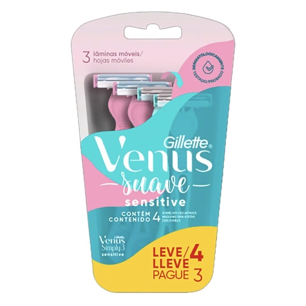 Aparelho de Depilar Gillette Venus Suave Pack com 4 aparelhos | Shopee ...