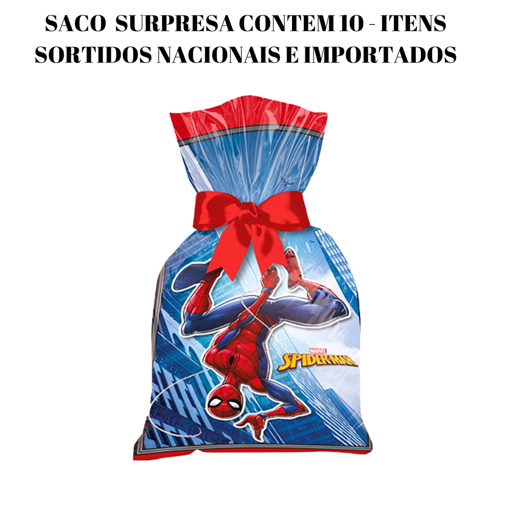 Saco Surpresa Spider Man Com 10 Itens Nacional E Importado | Shopee Brasil