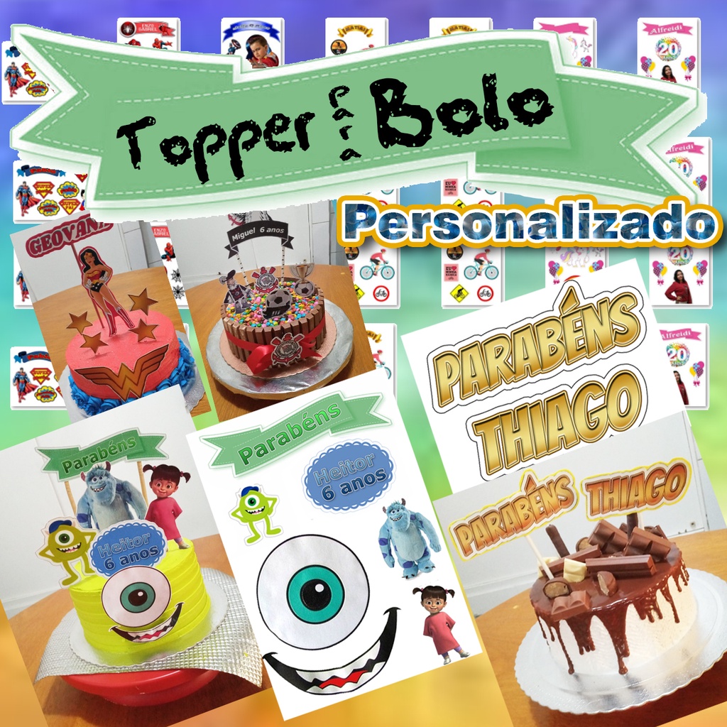 Topper para Bolo Personalizado | Shopee Brasil