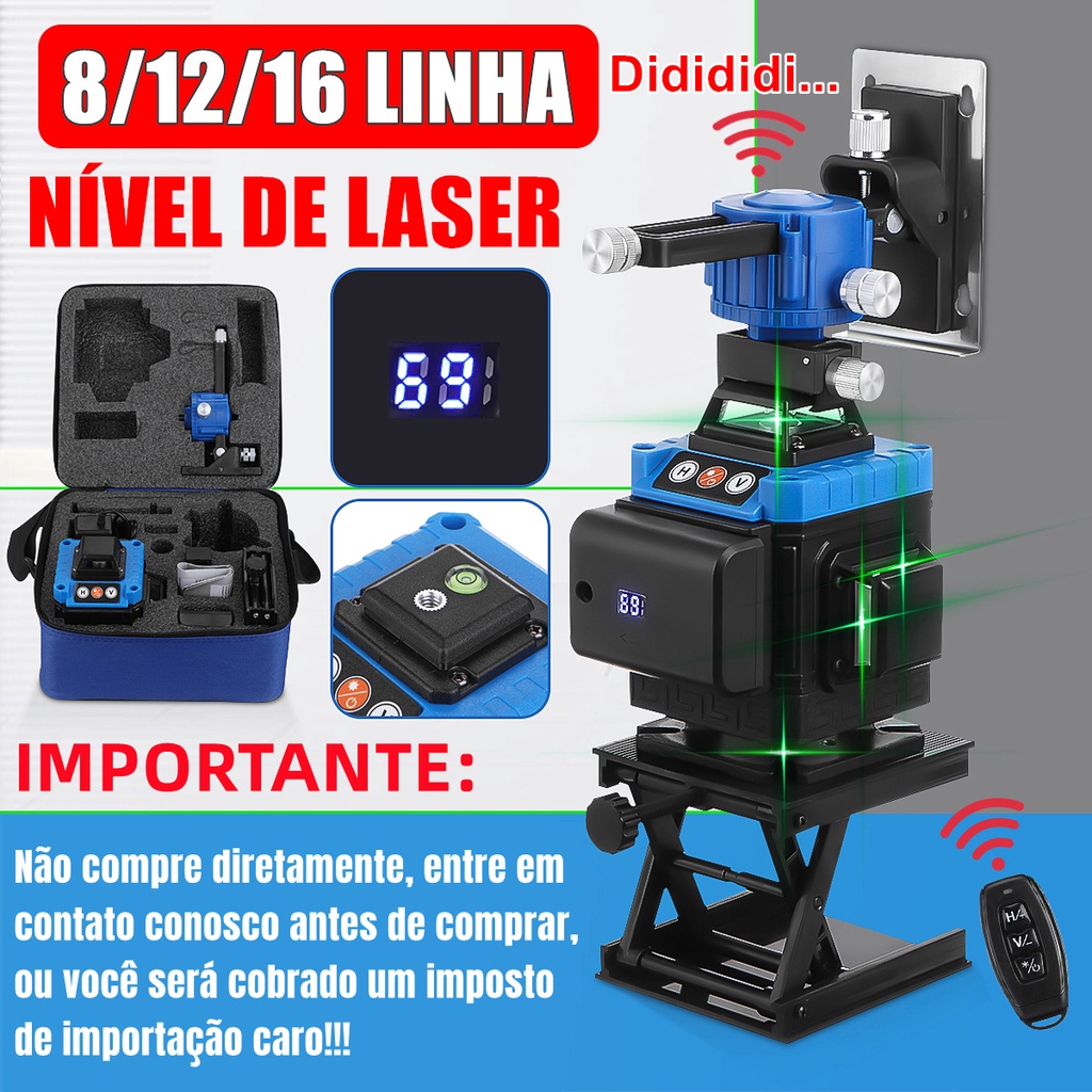 12 Linhas De Nível Laser De Luz Verde 3° Autonivelante - Corre Que Ta ...