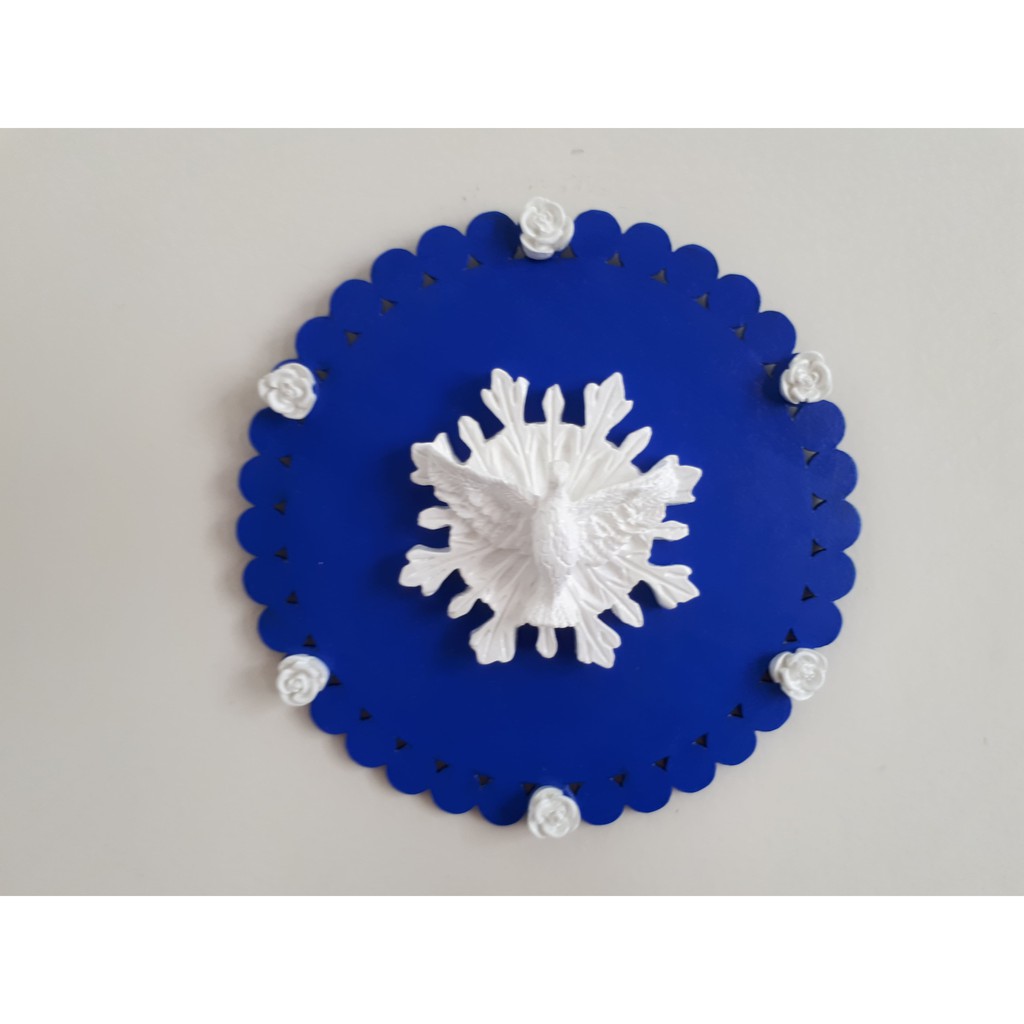 Placa de mdf azul royal decorada com Divino e mini rosas | Shopee Brasil