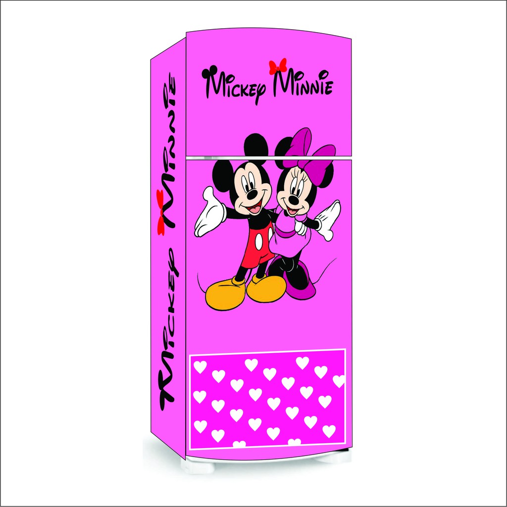 Adesivo plotagem de geladeira e freezer ROSA Mickey e Minnie desenho ...