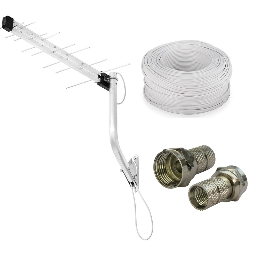 Kit Antena Digital Externa Hd 16 Elementos Completa 10/15/20 Metros ...