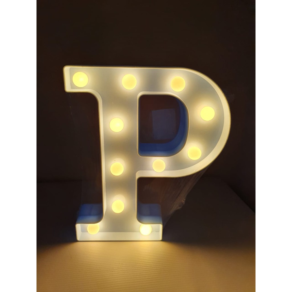 Luminária Azul Letra P LED Dourado | Shopee Brasil