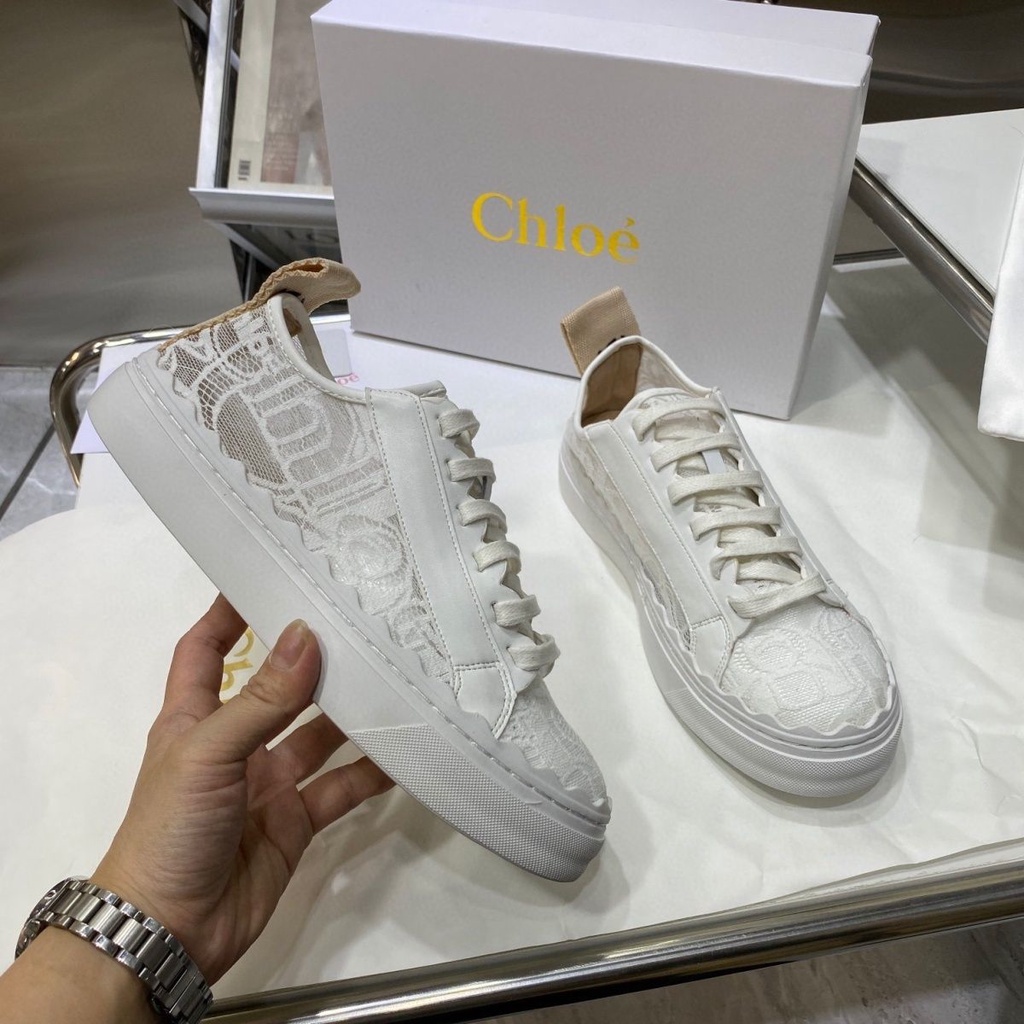 chloe Novo Estilo Estudante Sapatos Brancos Femininos De Renda Amarrar ...