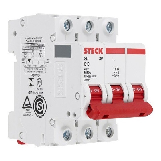 Disjuntor Trifasico 3p 10a C 3ka Din Curva C Articulada Sdd63c10 Steck | Shopee Brasil