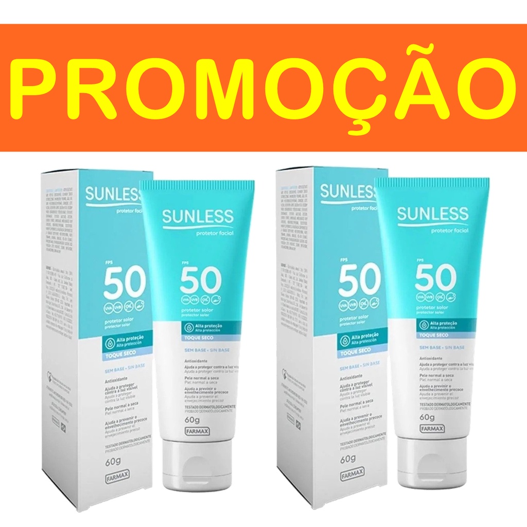 Protetor Solar Facial Sunless FPS 50 Toque Seco sem base com 60g ...