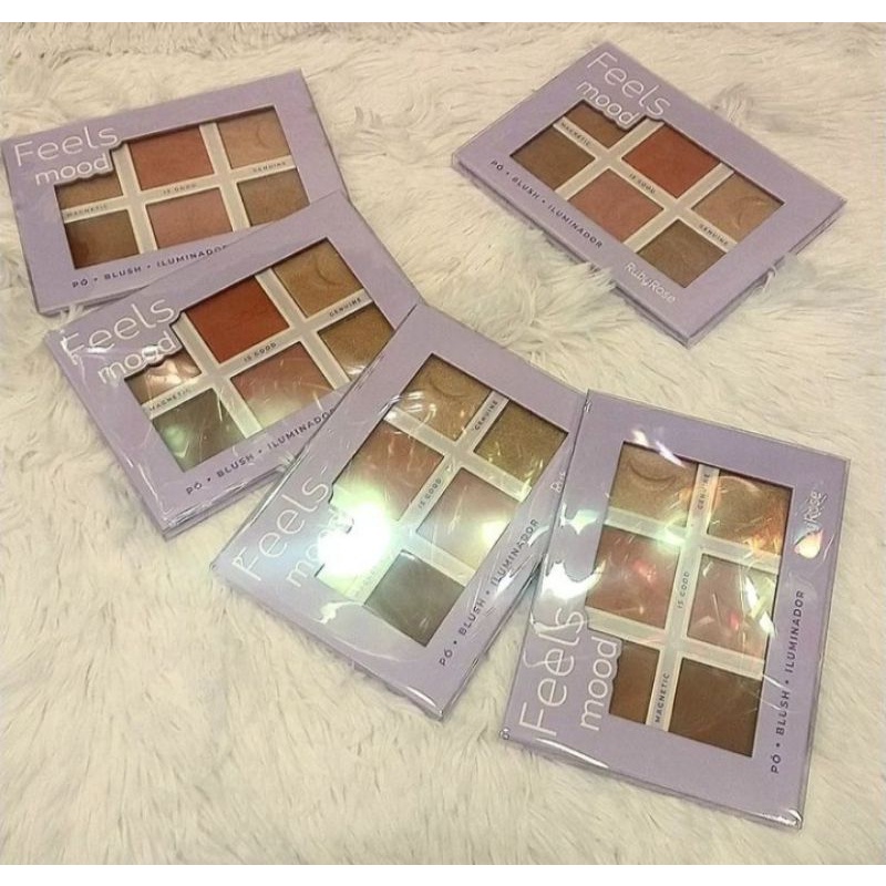 Paleta Contorno, Blush E Iluminador Feels Mood - Ruby Rose | Shopee Brasil