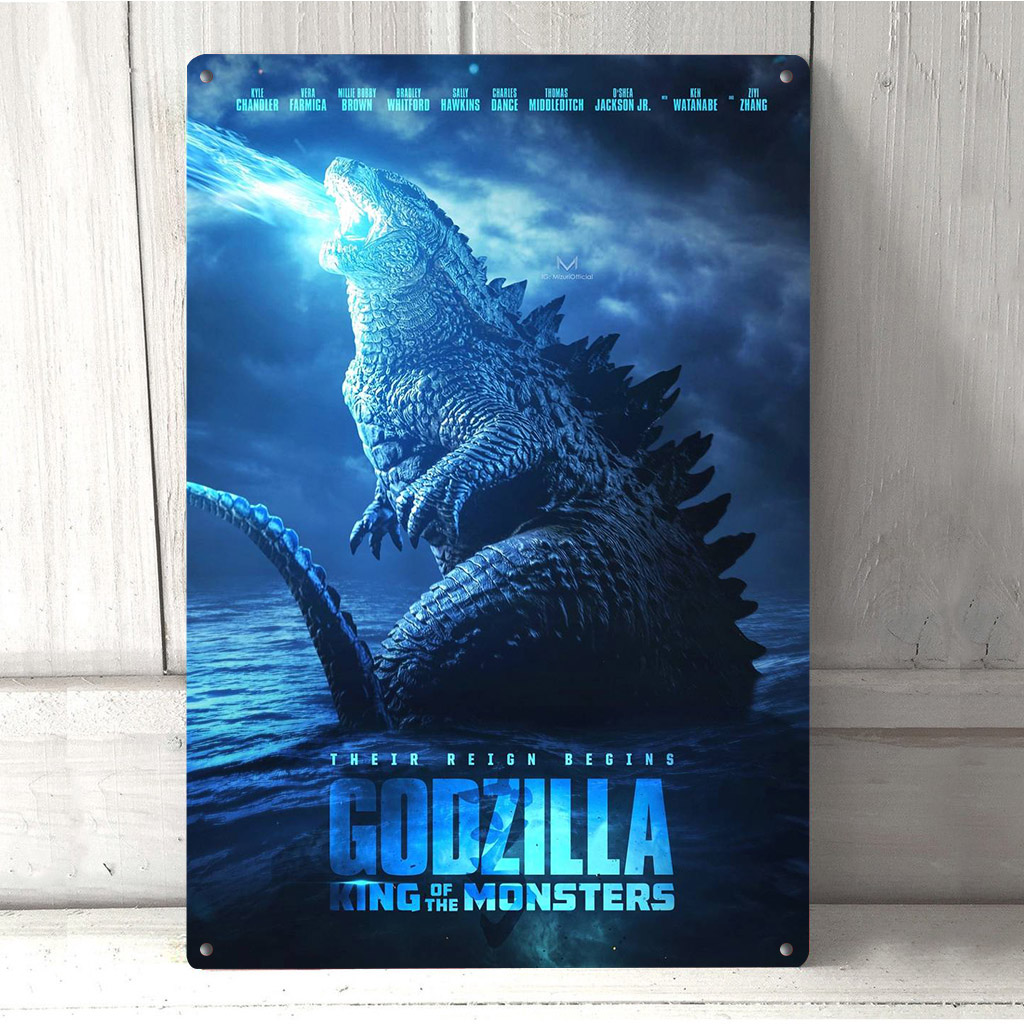 Godzilla Placa De Metal De Ferro Para Parede / Placas De Estanhos ...