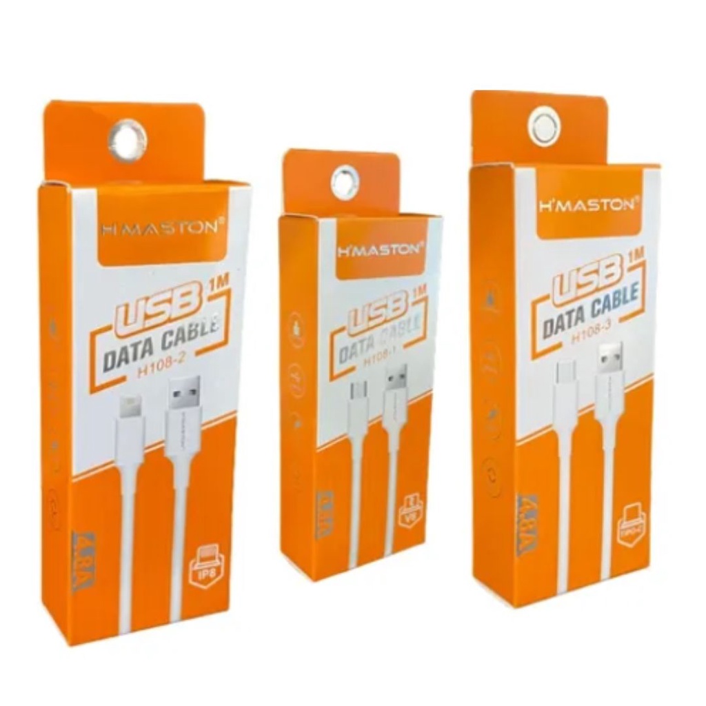 Cabo USB H´MASTON 1 METRO. MICRO V8- TIPO-C E LIGHTNING IPHONE | Shopee ...