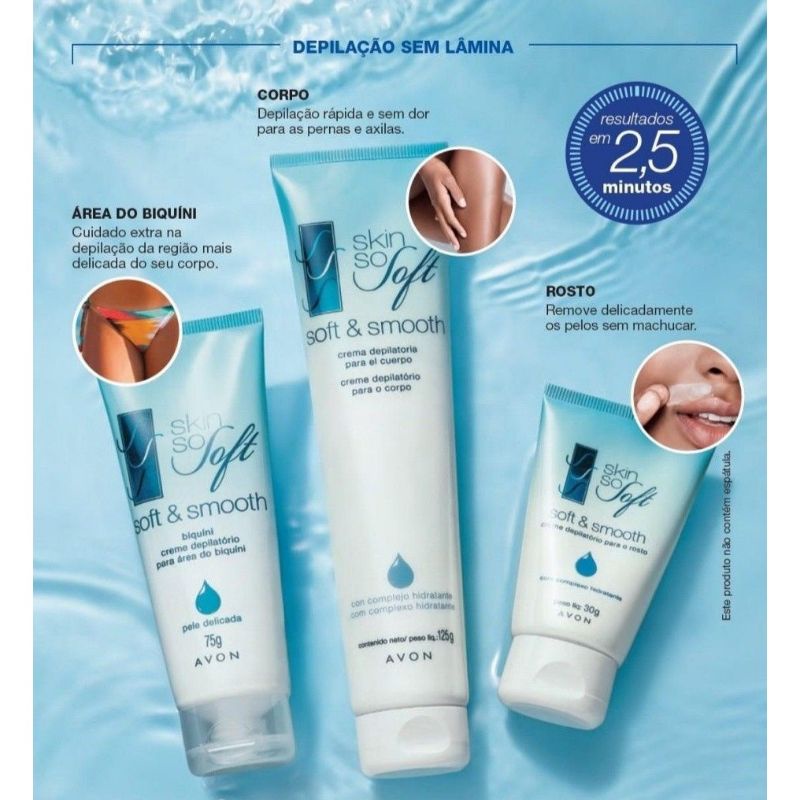 Creme Depilatório Skin So Soft Avon (Corpo, Rosto ou área do biquíni ...