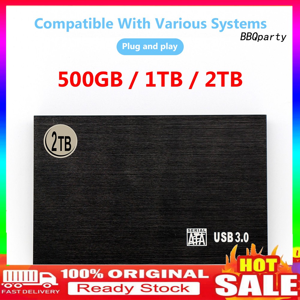 Bbq_500G / 1t / 2t Unidade De Disko Resistente De Armazenamento Externo Usb 3.0 Hdd Portátil ...