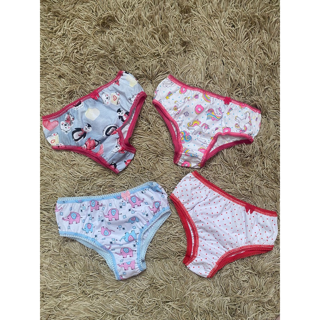 Kit Calcinha Infantil 4 Unidades | Shopee Brasil