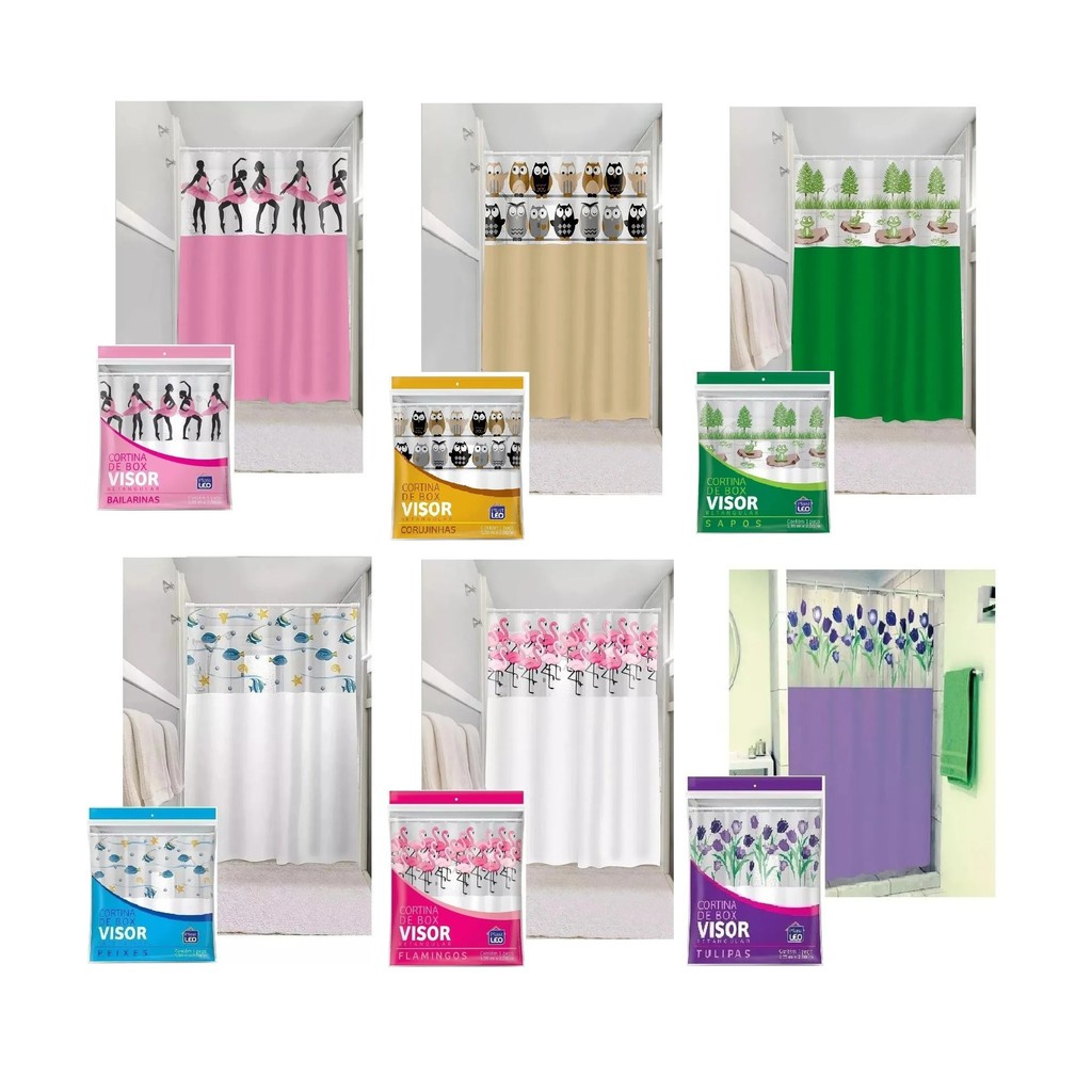 Cortina De Box Vinil Estampado Com Ganchos 1,35m X 2,00m | Shopee Brasil