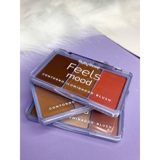 Paleta Trio Contorno Iluminador Blush Feels Mood - Ruby Rose | Shopee Brasil