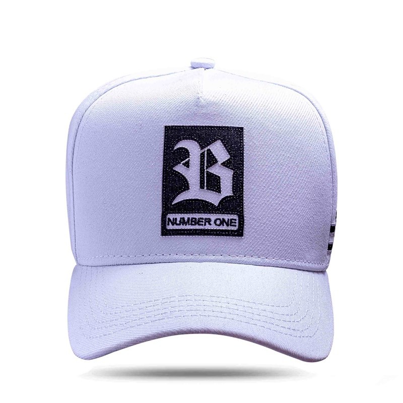 Boné Snapback Branco Logo Number One Quadrado Preto BLCK BRASIL ...