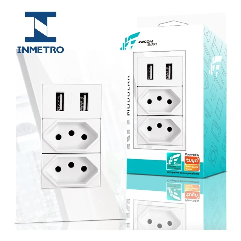 Tomada USB Universal Duo 2 Tomada De Parede Bivolt Com Espelho ...