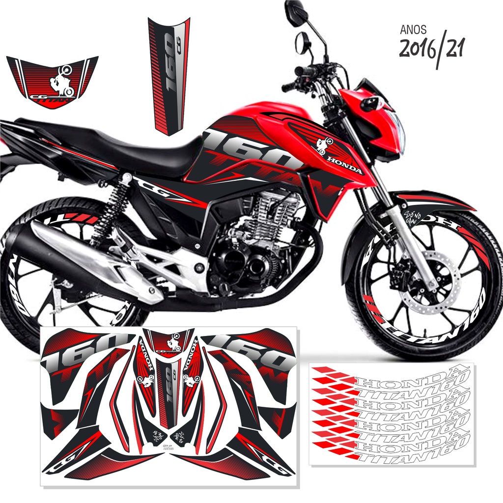 Adesivo Fan 160 Kit De Carenagem Ano 2016/21 Preto/cinz - Escorrega o Preço