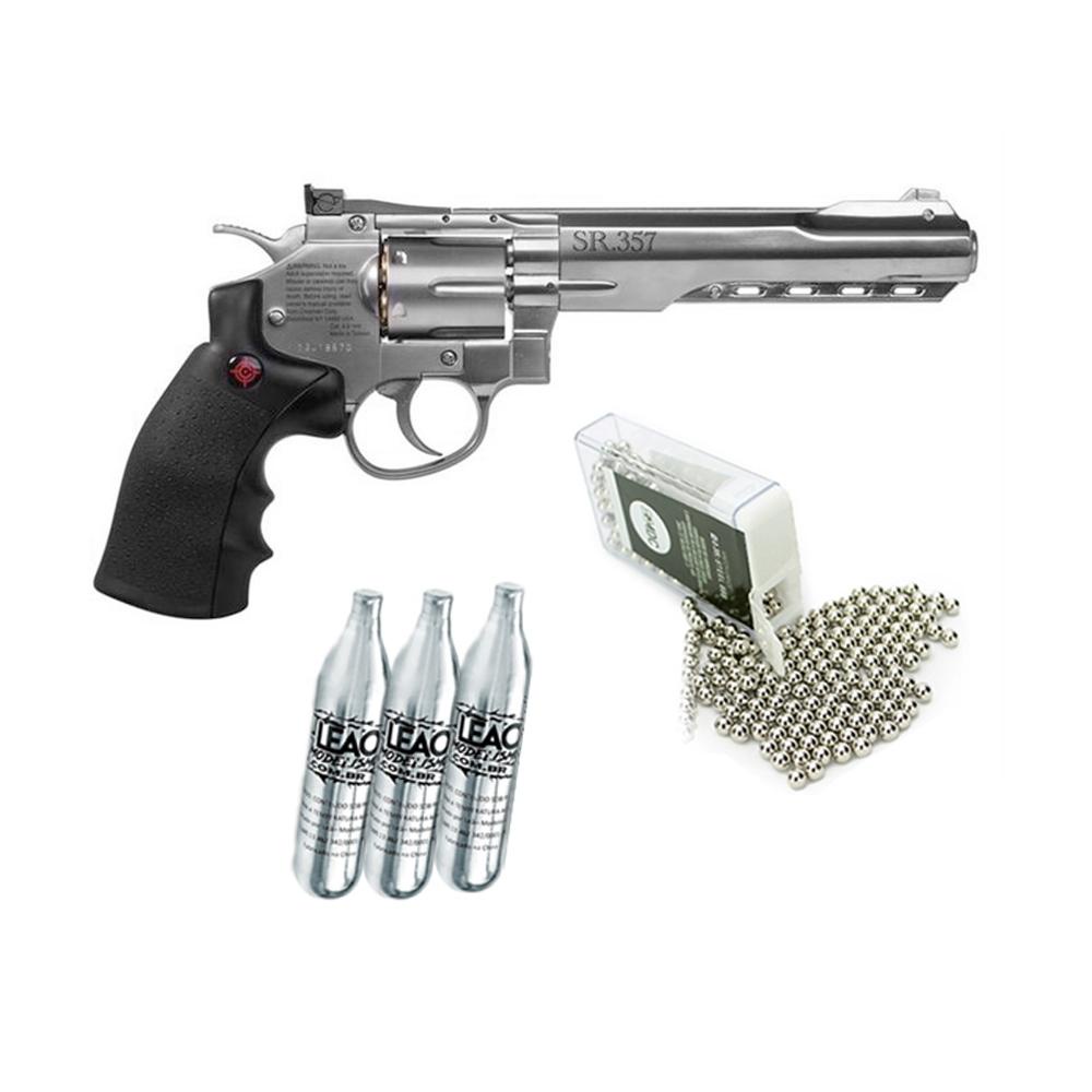 Revolver De Pressão Gas Co2 Sr357 Silver 6" Full Metal 6 - Escorrega o ...