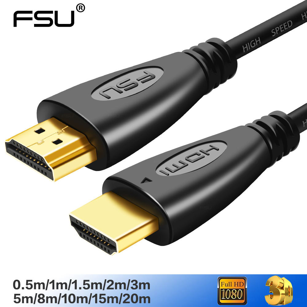 FSU 0.5m 1m 1.5m 2m 3m 5m Cabos De Vídeo HDMI-compatible Macho Para Com ...