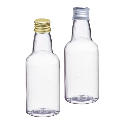 Kit 100 Mini Garrafinhas Frasco De Plastico 50ml Tampa Aluminio De Loja e Festas de Aniversario ...