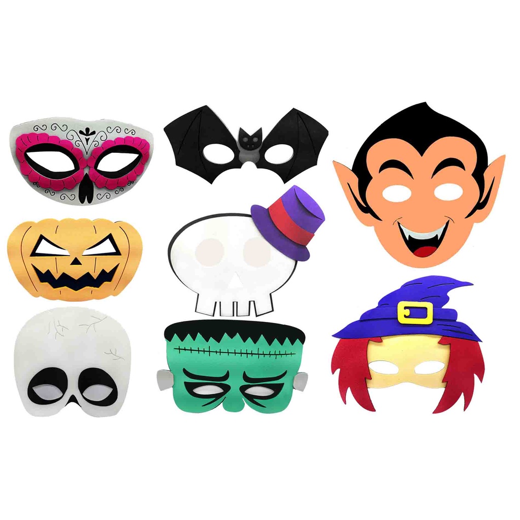 Máscaras tema Halloween dia das Bruxas 8 unidades | Shopee Brasil