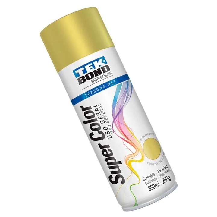 Tinta Spray Dourado Super Color Uso Geral 350ml Tekbond | Shopee Brasil