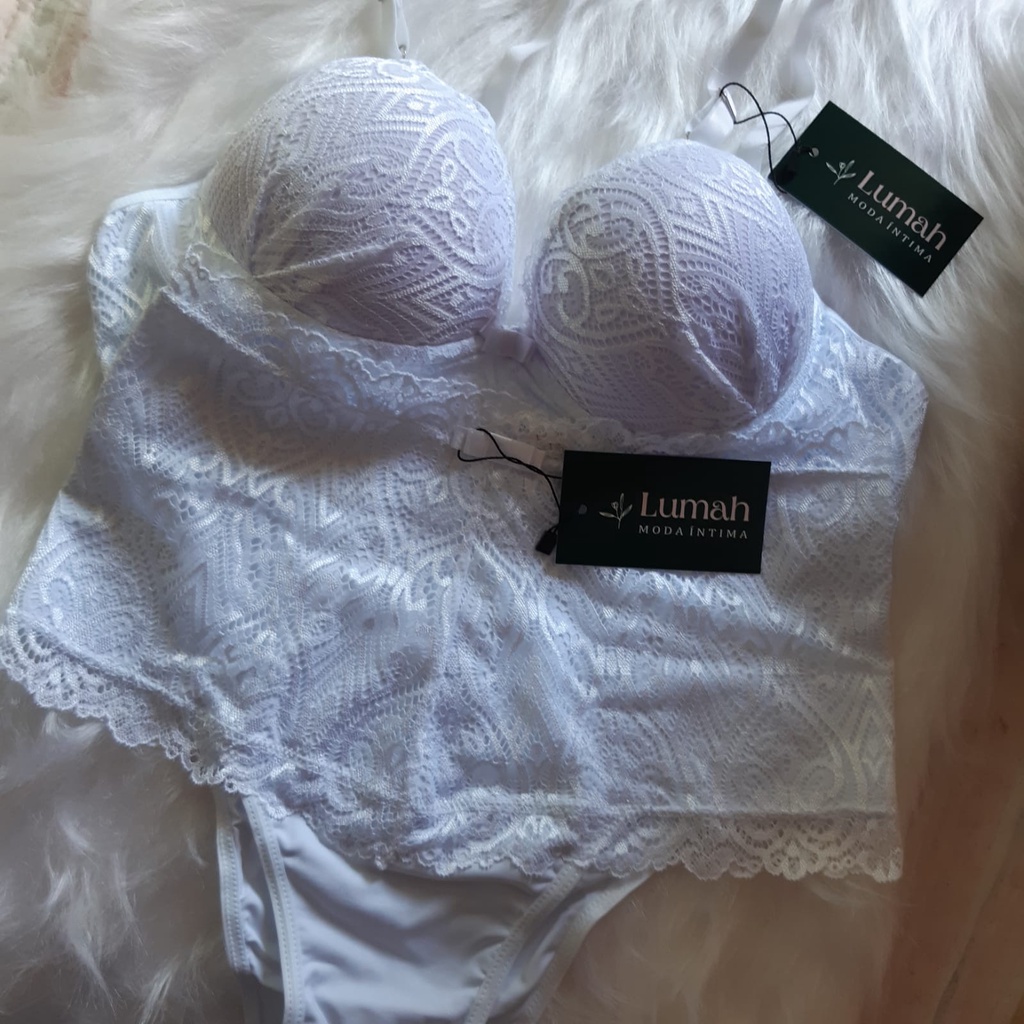 Conjunto Branco em Renda - Tamanho G | Shopee Brasil