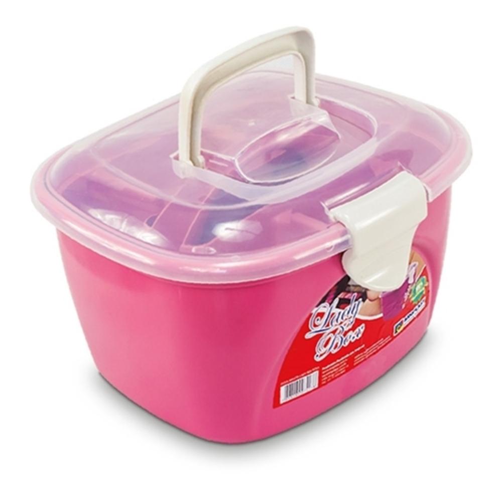 MALETA CAIXA ORGANIZADORA PARA MAQUIAGEM COSMETICOS ESMALTES COM ALCA ...