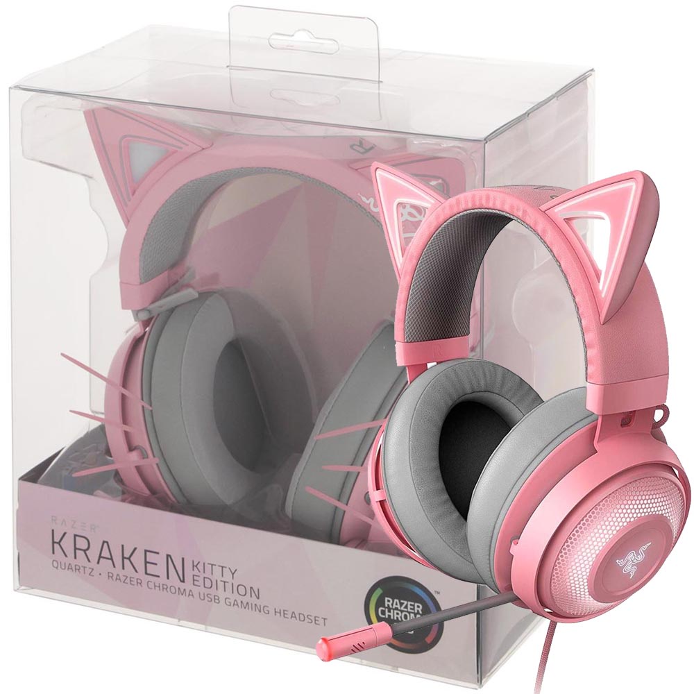 Razer Kraken Kitty Edition Headset Wired Usb Chroma Gaming Headset With ...