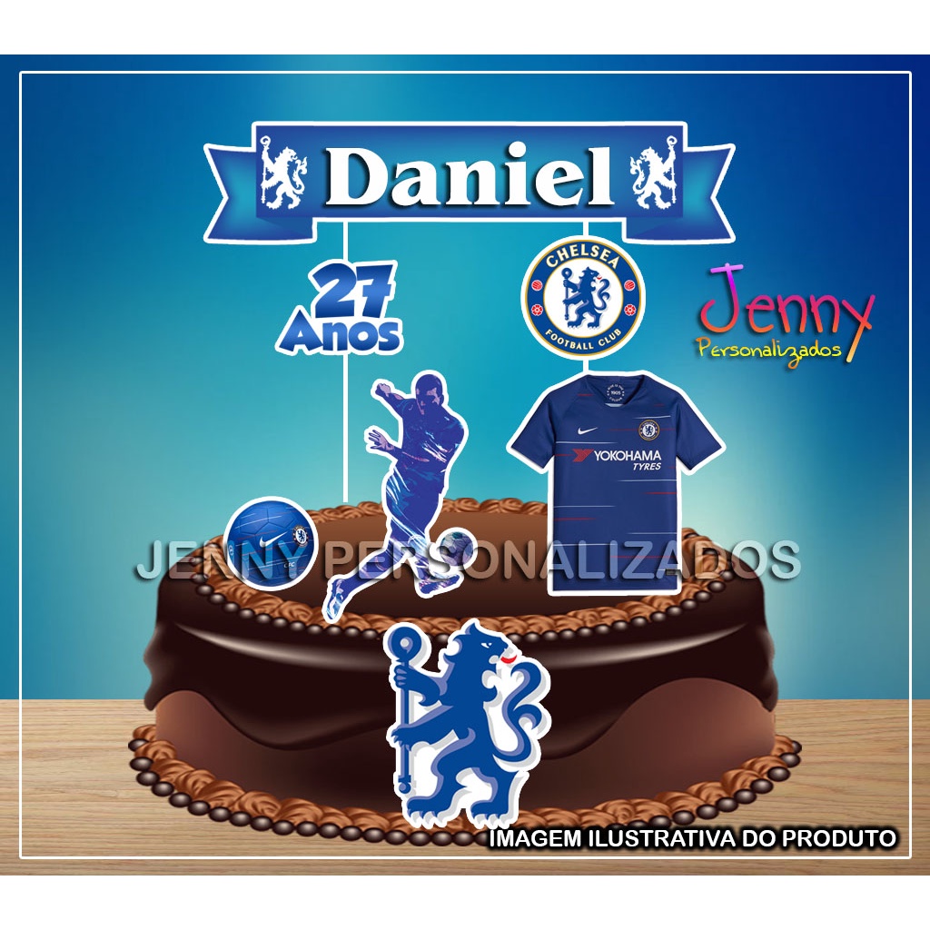 Topo Topper de bolo Chelsea Personalizado | Shopee Brasil