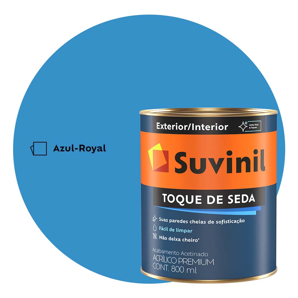 Tinta Acetinada Toque de Seda Suvinil 800ml Azul Royal | Shopee Brasil