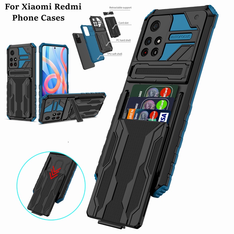 Capa Armadura Anti-Impacto Com Suporte Para Xiaomi Redmi 9A , 9C , Note 11 , 10 Pro , 4G/5G , 9s ...