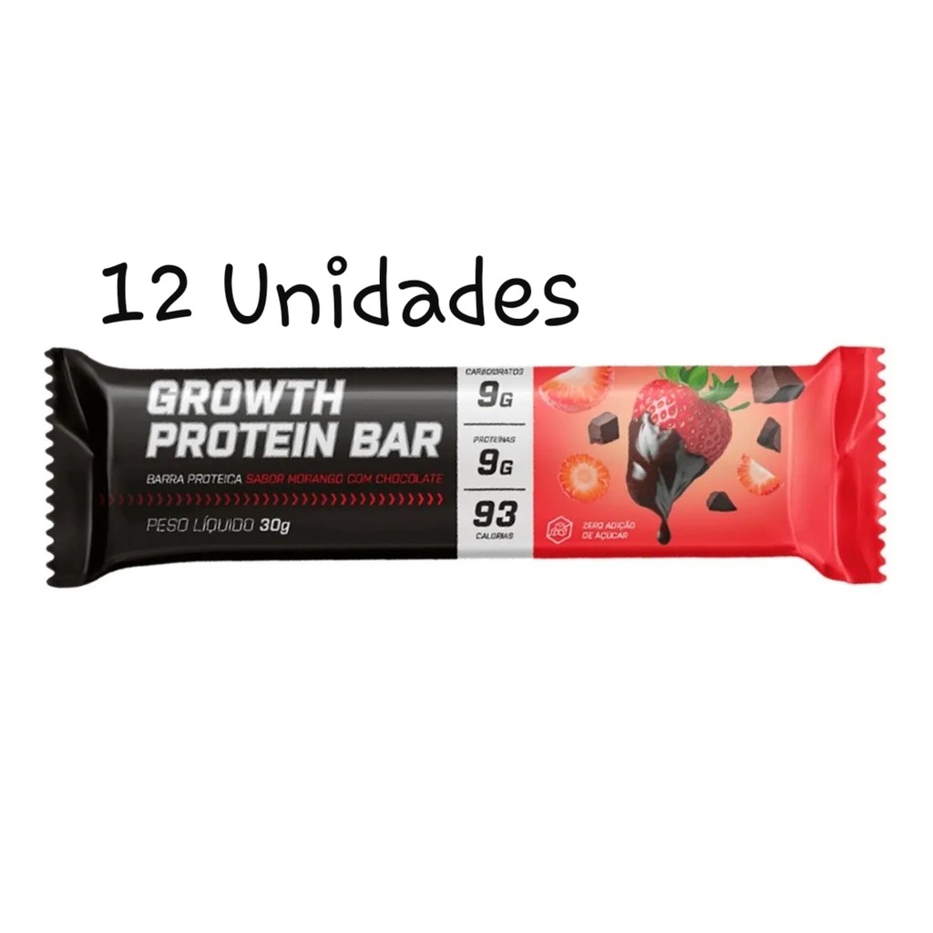 Barra de Proteína - Growth Supplements Barrinha de Proteína Morango com ...