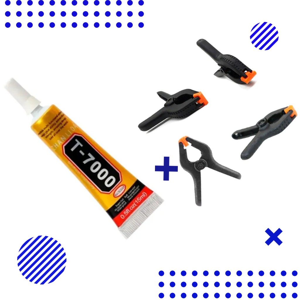 Kit Reparo Em Celular Troca De Tela Com Cola T7000 E 4 Grampos De ...