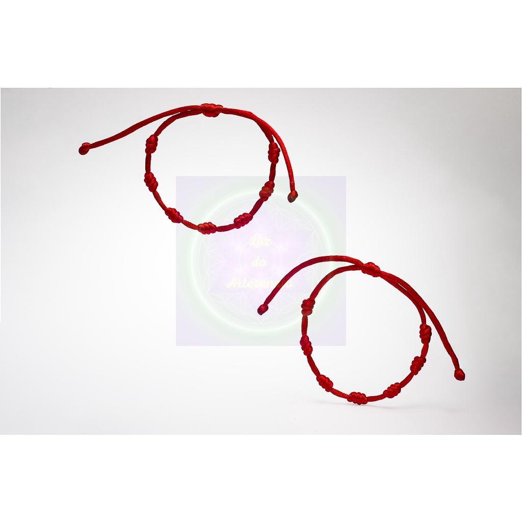 Pulseira Vermelha 7 Nós de Proteção - Kabbalah/ Cabala - kit 2 ...