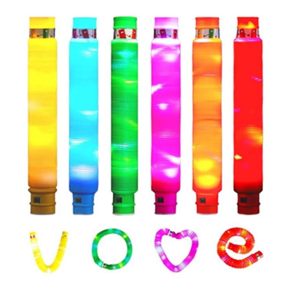 Kit 6 Pop Tube Led Fidget Toy Anti Estresse Com Led | Shopee Brasil