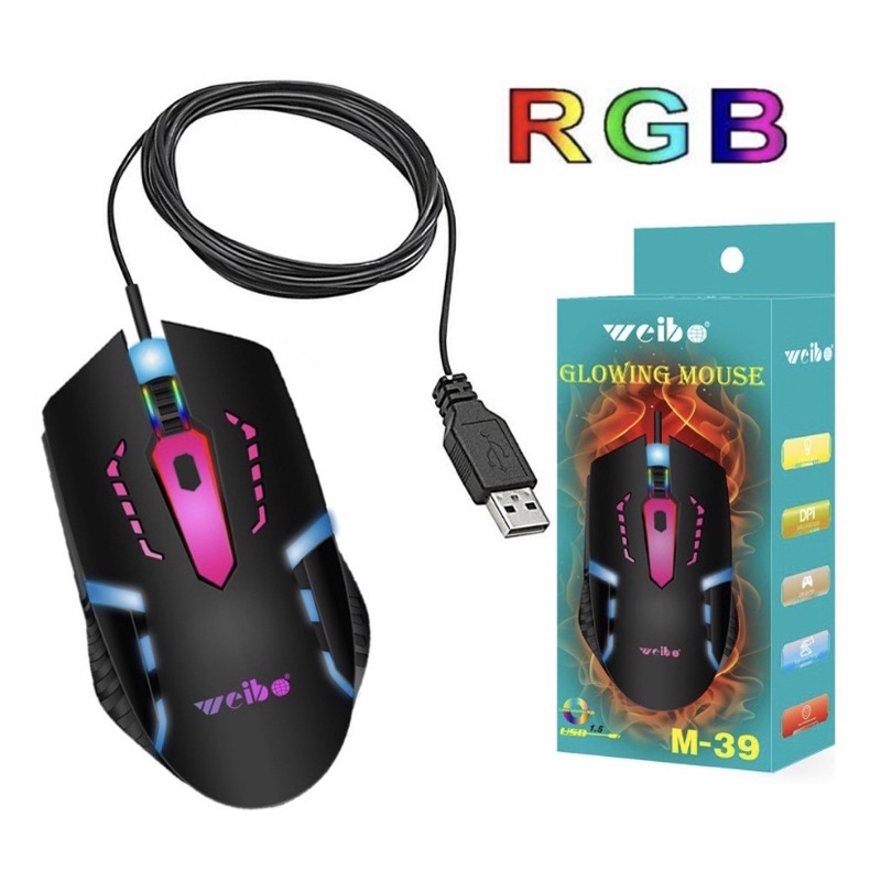 Mouse Jogo 3200 Dpi Rgb Led Weibo M39 | Shopee Brasil