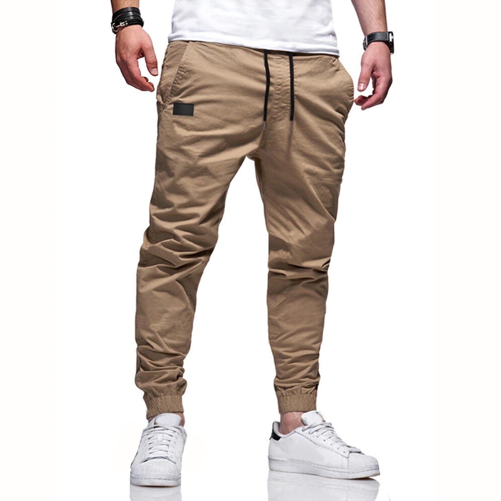 Calça Jogger Masculina Punho Lycra Elastano Bege Shopee Brasil