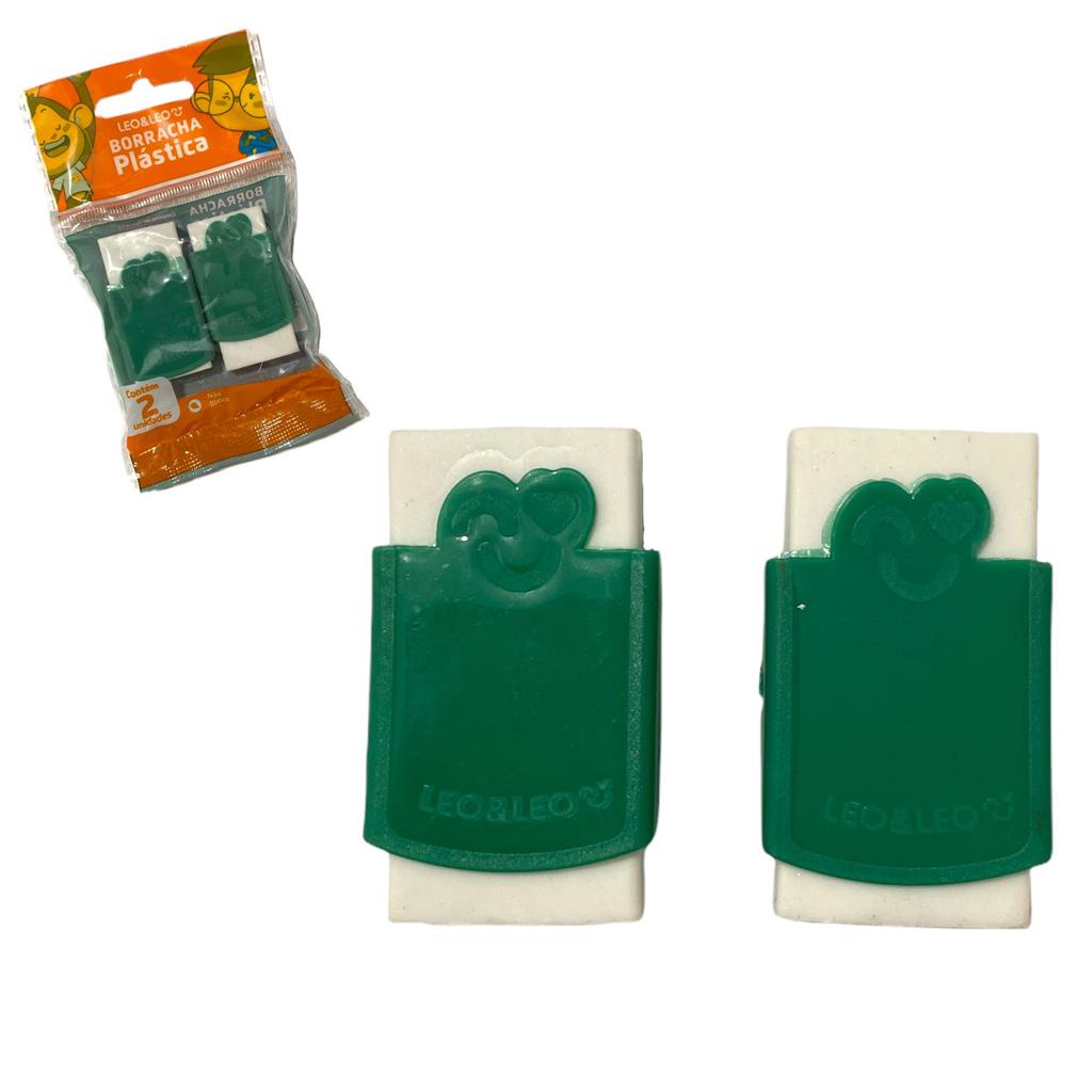 Borracha Escolar Leo e Leo Borracha Plastica c/2 Unidades | Shopee Brasil