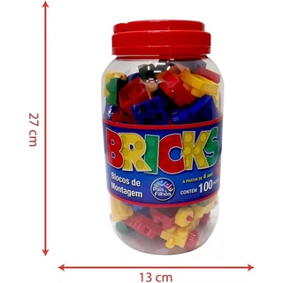 BRINQUEDO PARA MONTAR BRICKS BLOCOS MONTAGEM 100PECA POTE 4752 - PAIS E ...