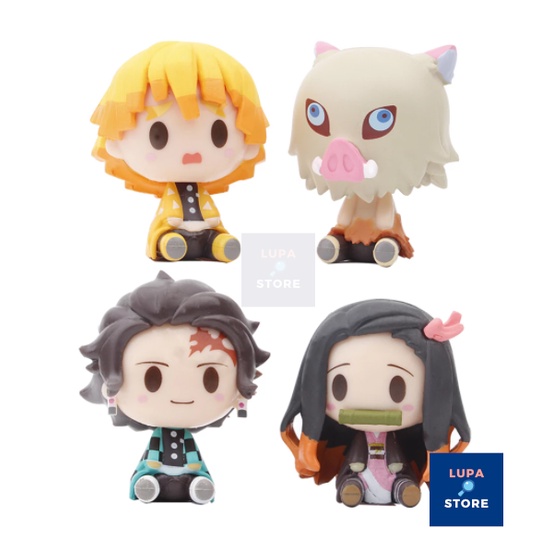 Kit 4 Action Figure Boneco Chibi Sentado Demon Slayer Kimetsu no Yaiba ...