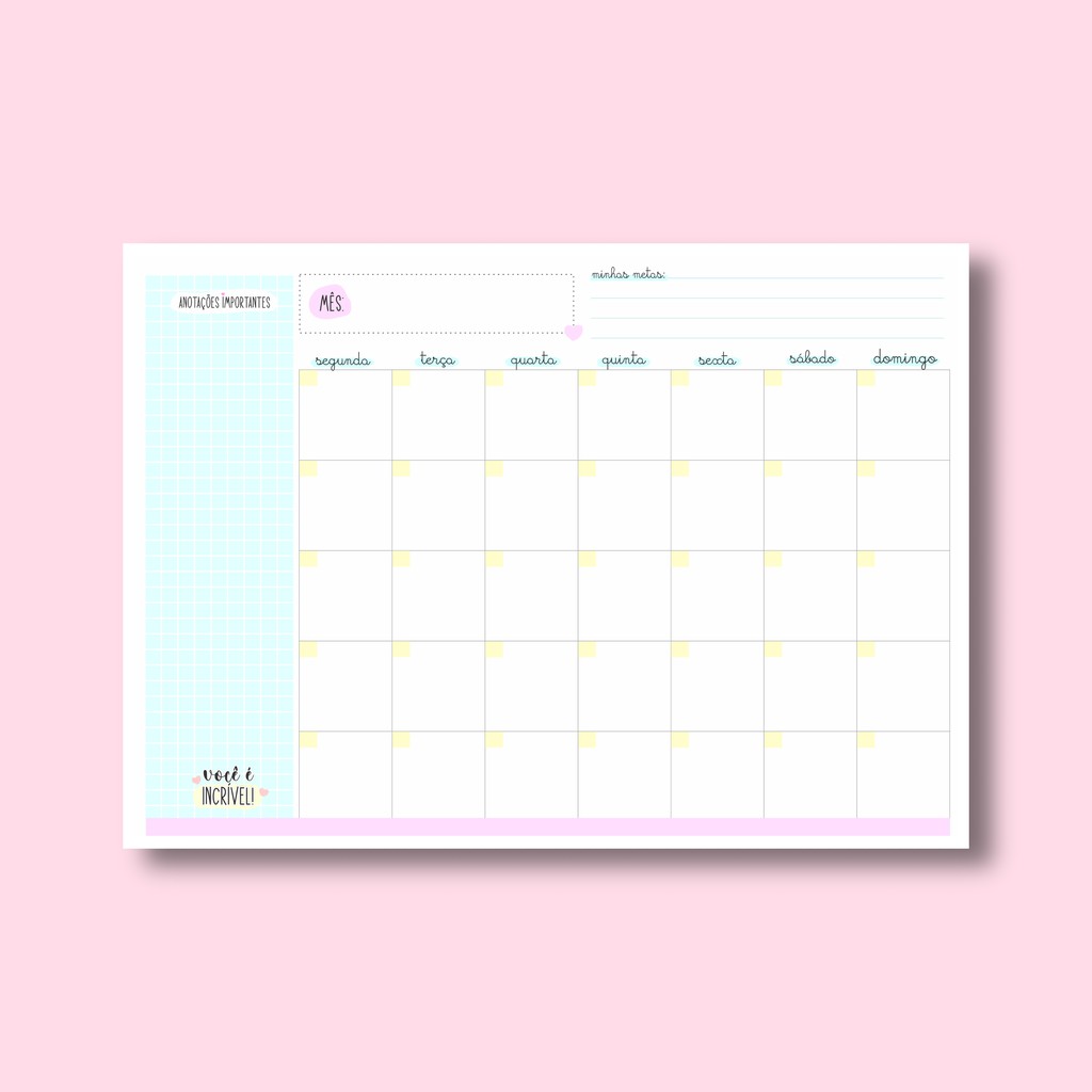Planner Mensal A4 | Shopee Brasil