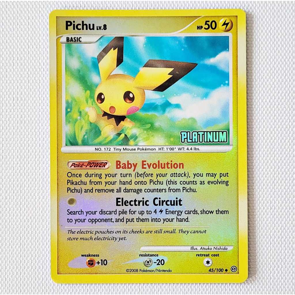 Carta Antiga Pokemon Pichu 45/100 Reverse Holo BK Promo Platinum ...