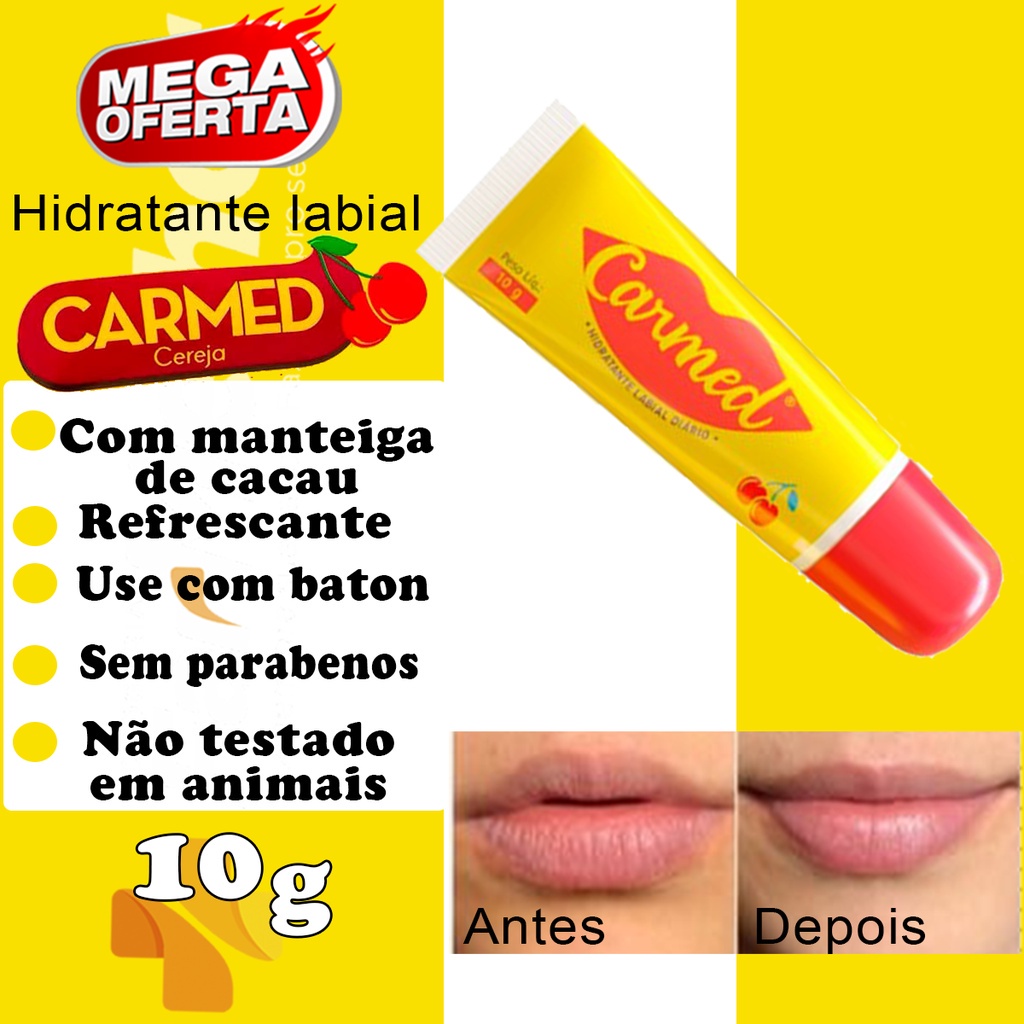 Hidratante Labial Carmed Cereja 10g Evita rachaduras nos labios | Shopee Brasil