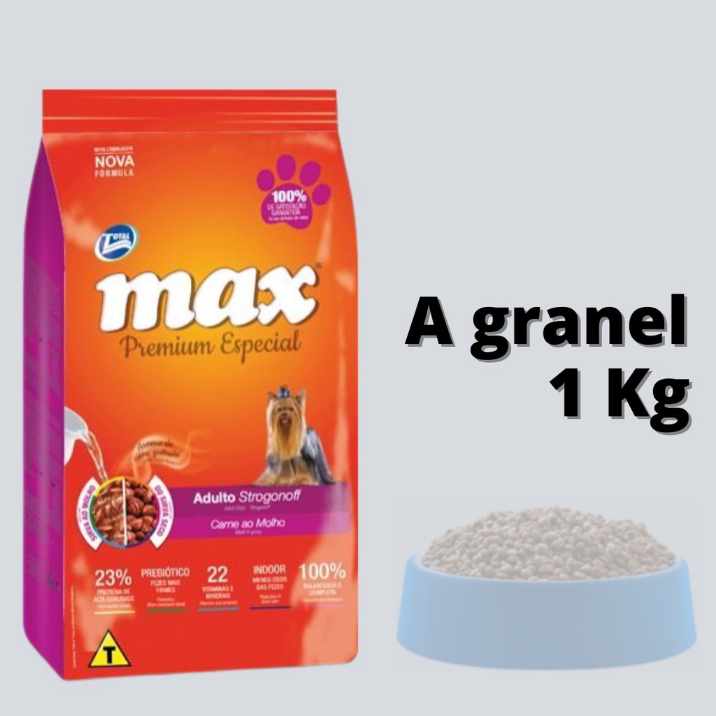 Ração Max Premium Especial pet adultos Sabor Strogonoff 1kg A granel ...