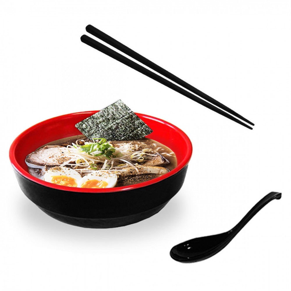 Kit Sopa Japonesa com Tigela 850 Ml + Colher Melamina + Par de Hashi ...
