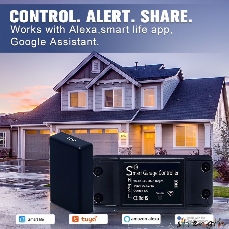 Strength Tuya Wifi Smart Garage Door Controller Opener Sensor Smart
