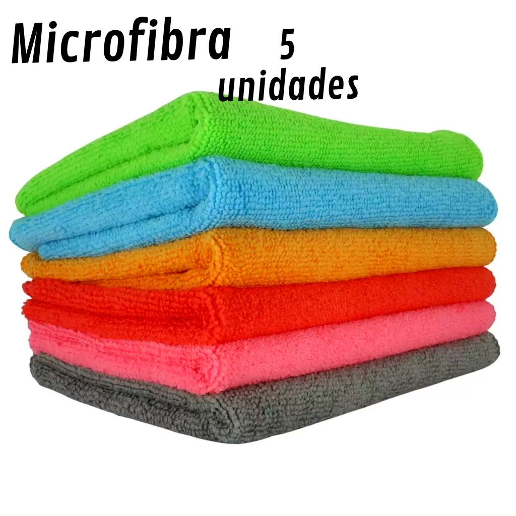 Kit 5 Panos De Microfibra Limpeza Multiuso Pano Automotivo Anti-Risco ...