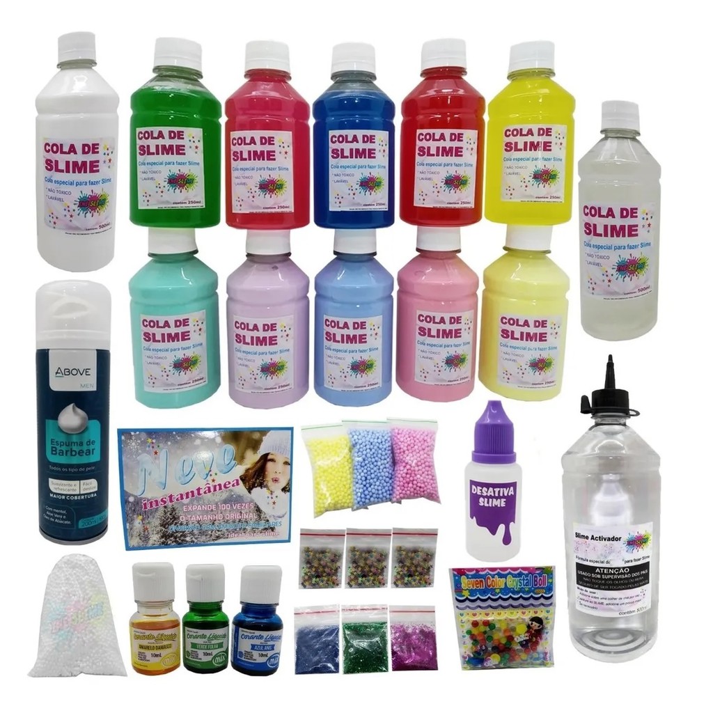 Kit Slime Completo - Kit Fazer Slimes-R10 | Shopee Brasil